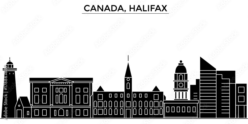 Canada, Halifax architecture skyline, buildings, silhouette, outline ...