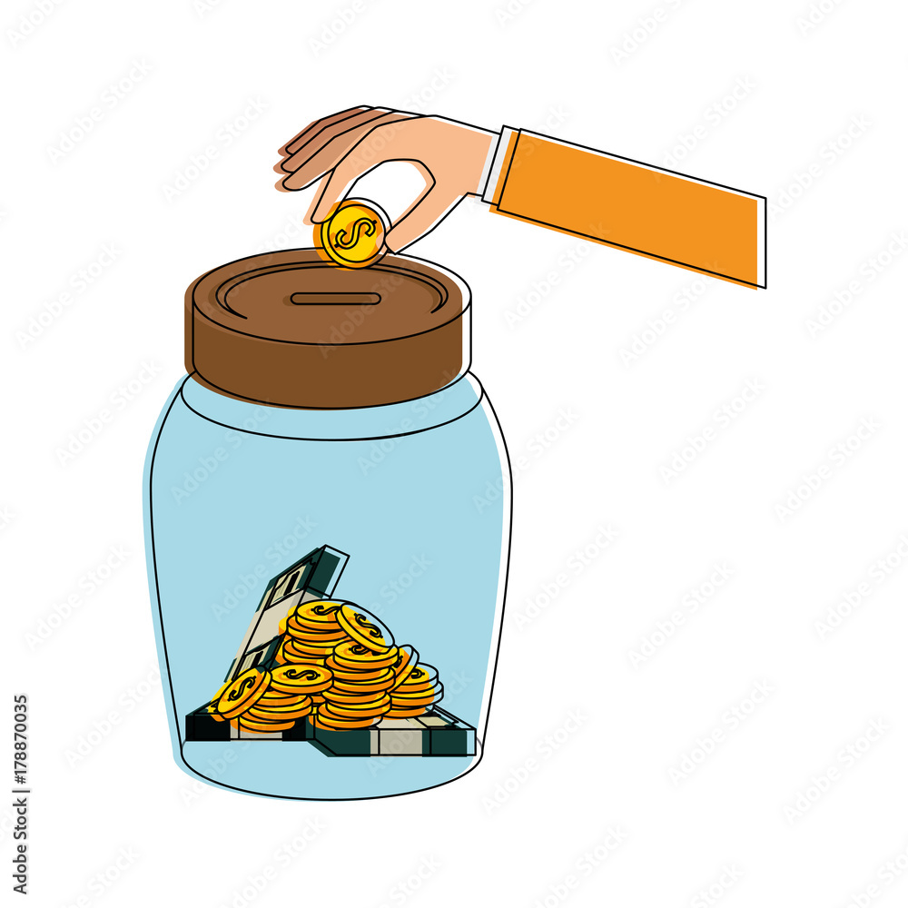 glass jar with money vector illustration design Stock Vector | Adobe Stock