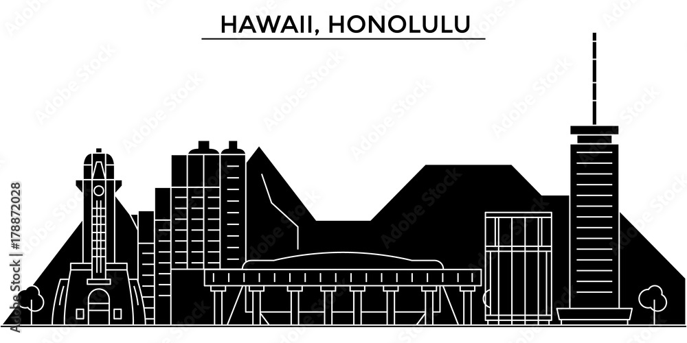 Honolulu Skyline Drawing