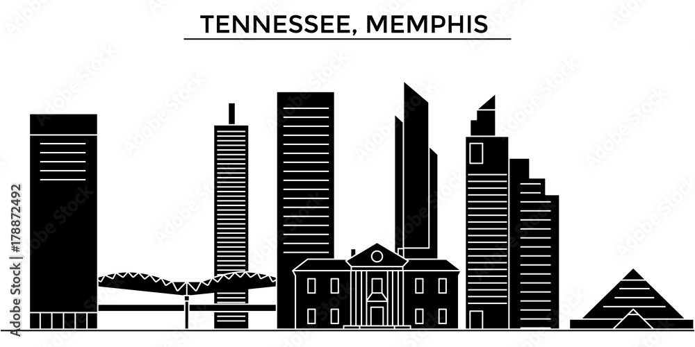 Vetor de Usa, Tennessee, Memphis architecture skyline, buildings ...