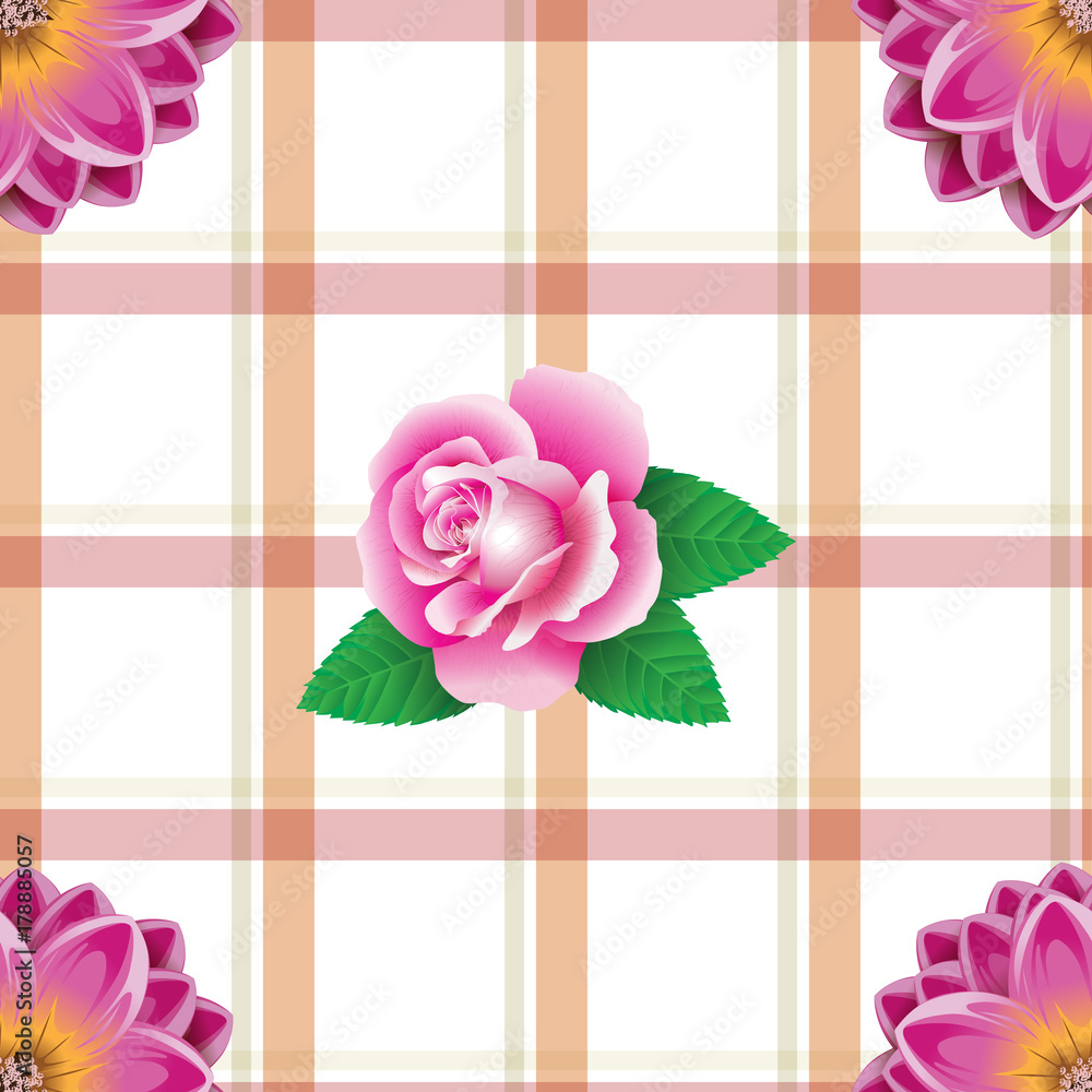 Seamless Pink Flower with square background Stock Vector | Adobe Stock