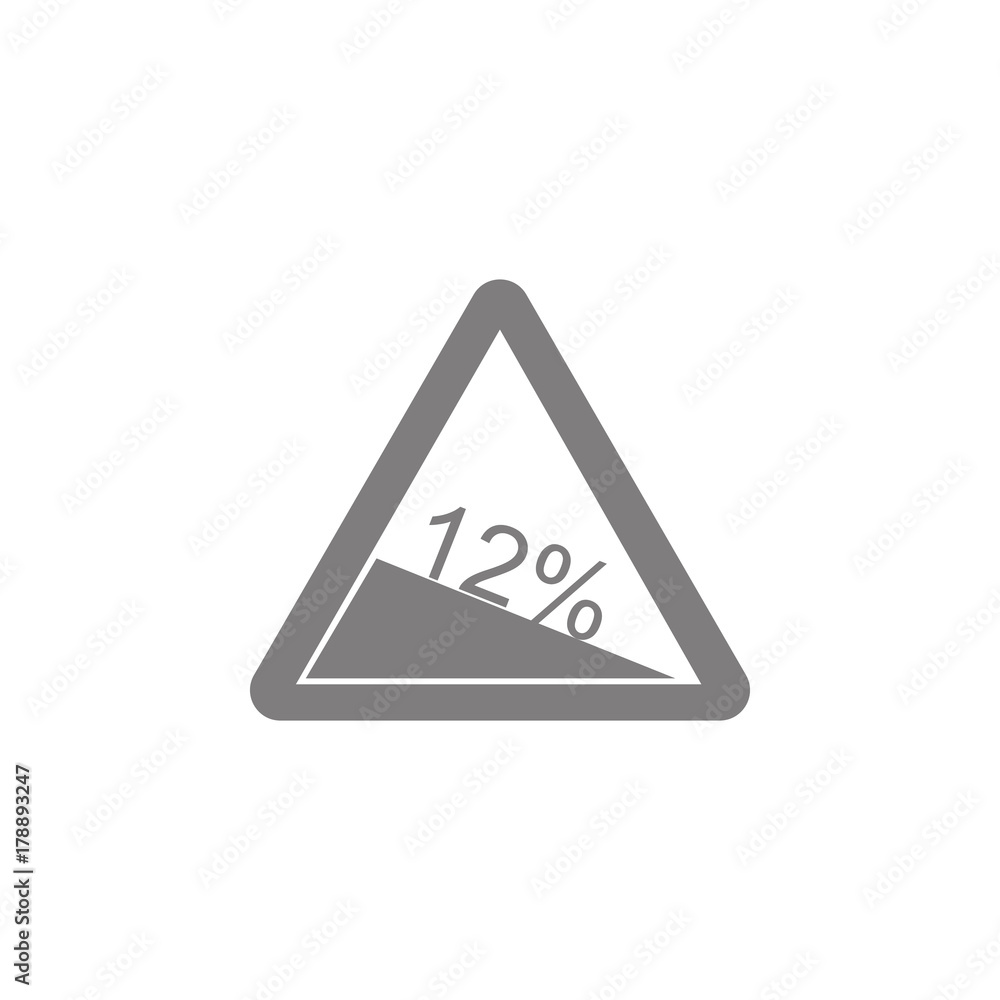 Traffic Sign Steep incline 12% icon Simple web black icon, can be used ...