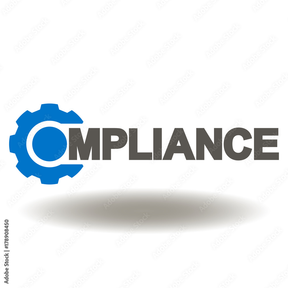 Compliance Text Gear Icon Vector. Cogwheel Compliance Word Illustration ...