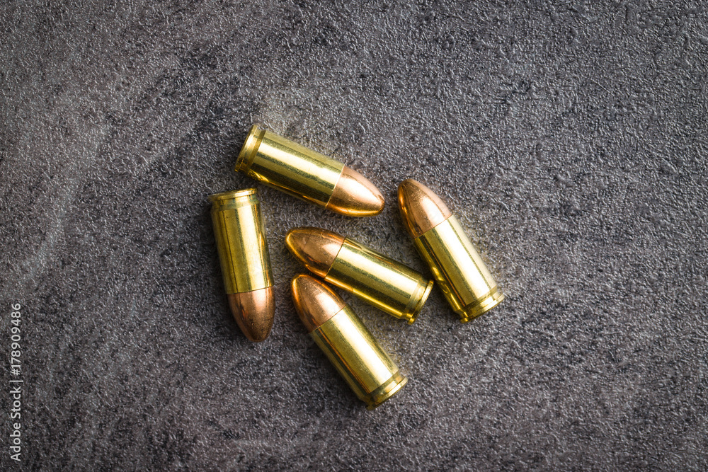 9mm pistol bullets. Stock Photo | Adobe Stock