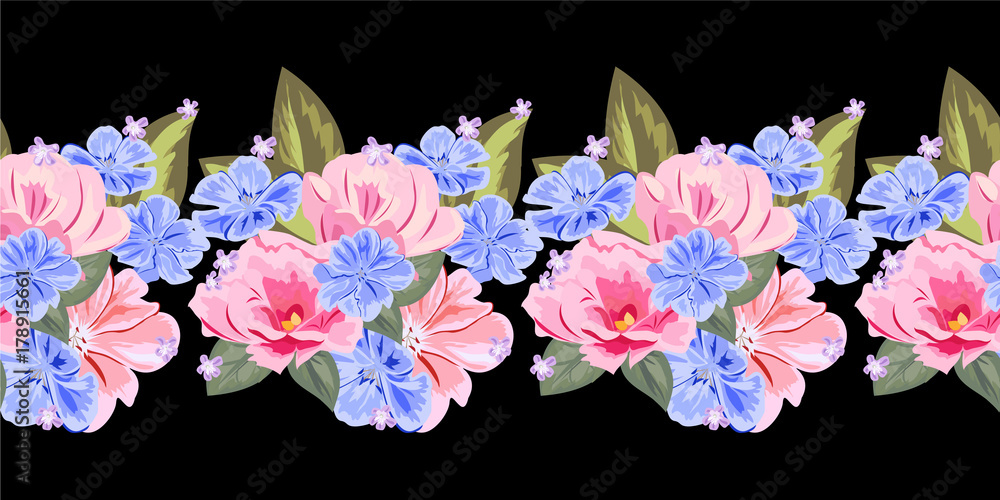 Pink And Blue Flowers Border