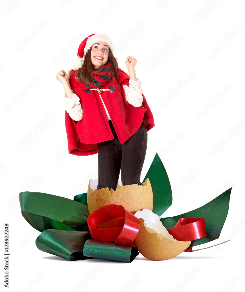 Girl in Christmas, dancing Stock-Foto | Adobe Stock