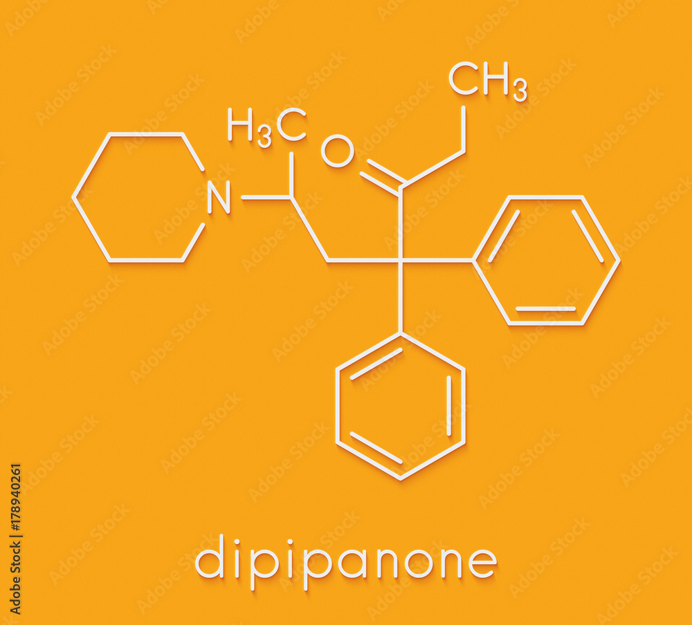 Dipipanone opioid analgesic drug molecule. Skeletal formula. Stock ...