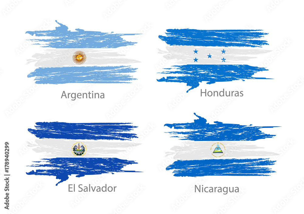 Set of smear painted flags of different countries Stock Vector | Adobe ...