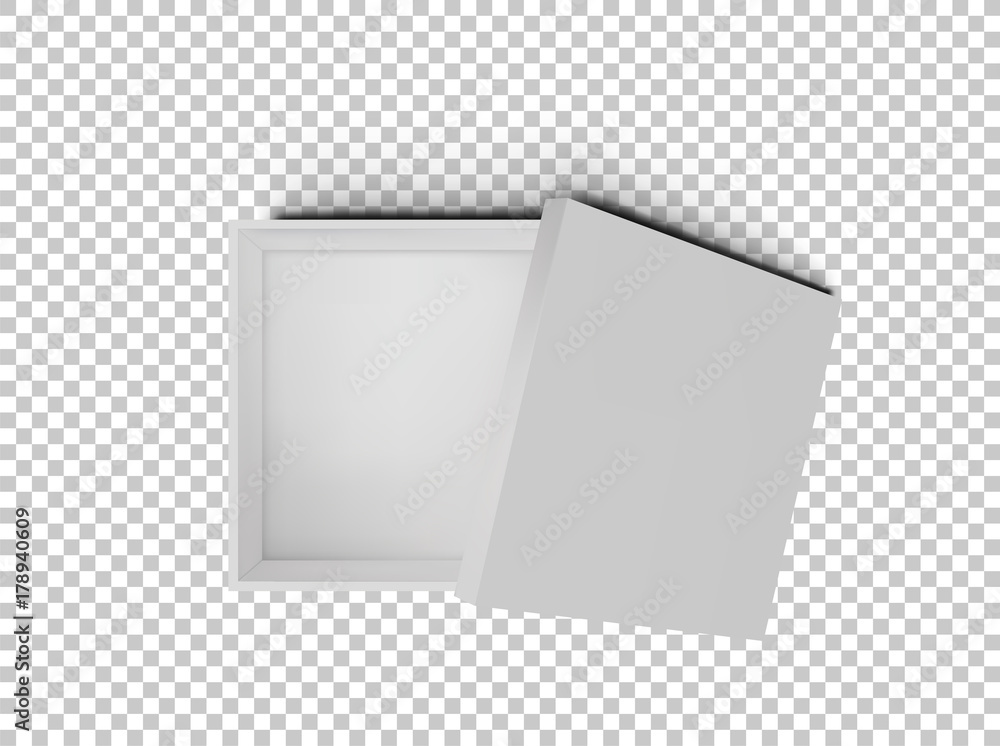 White open empty squares cardboard box isolated on transparent ...