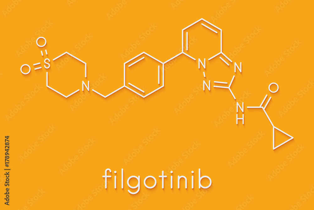 Filgotinib anti-inflammatory drug molecule. Janus kinase 1 inhibitor ...