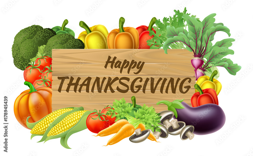 Thanksgiving Fruits and Vegetable Produce Sign vector de Stock | Adobe ...