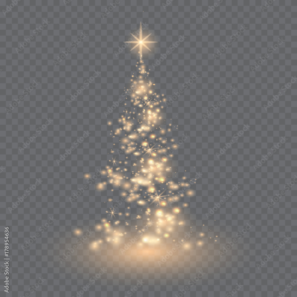 Silver Christmas tree on transparent background Stock Vector | Adobe Stock