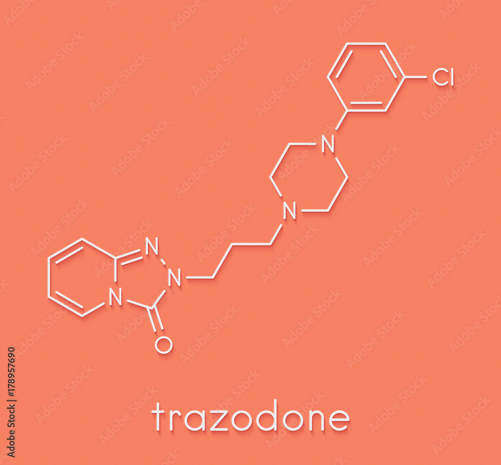 Trazodone antidepressant, hypnotic and anxiolytic drug molecule ...