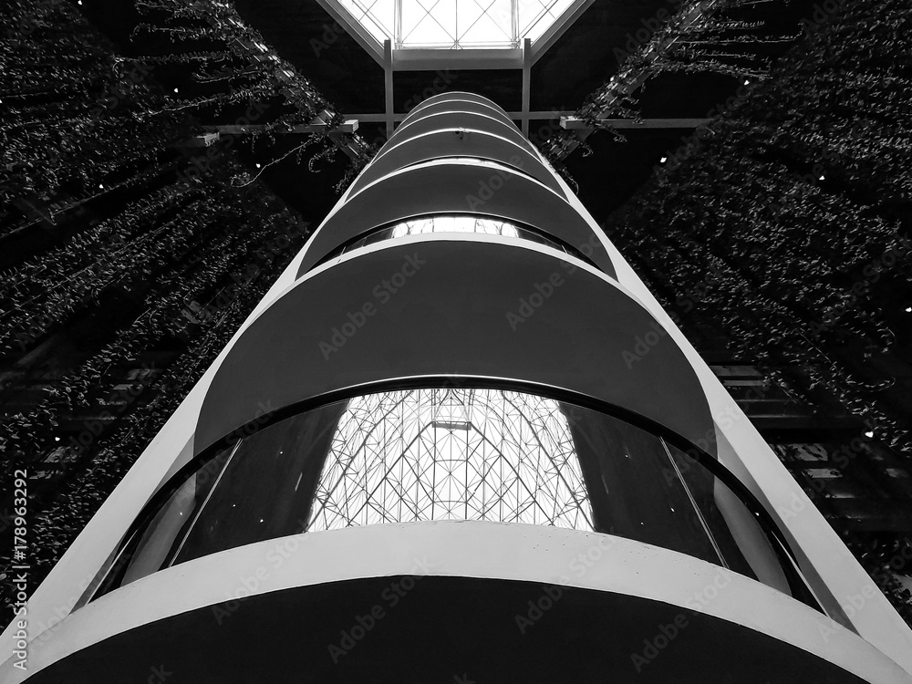 Foto de Abstract buiding interior of outdoor balcony stairway. Interior ...