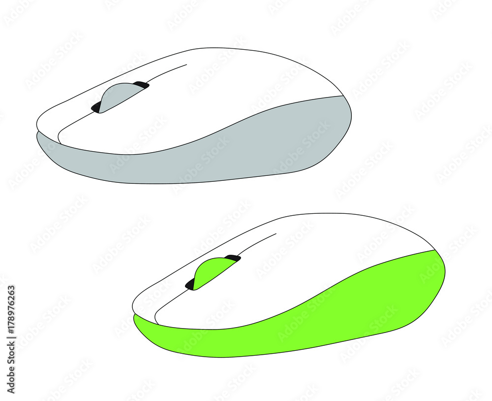 two pc computer mouse simple flat style icon picture of grey mouse and ...