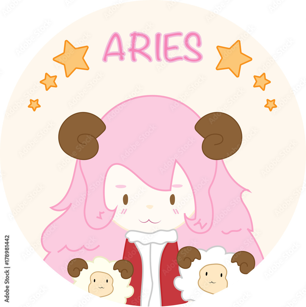Cute Zodiac Sign - Aries - Vector illustration Stock Vector | Adobe Stock