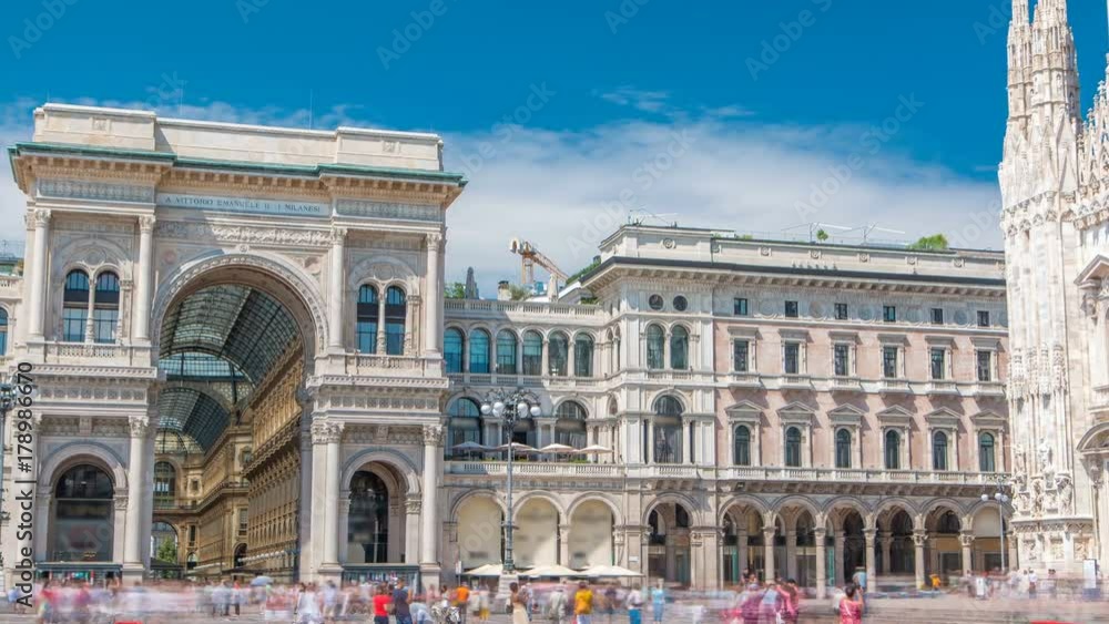 Cathedral Duomo di Milano and Vittorio Emanuele gallery timelapse in ...