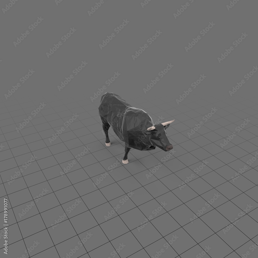 Stylized black bull running Stock 3D asset | Adobe Stock