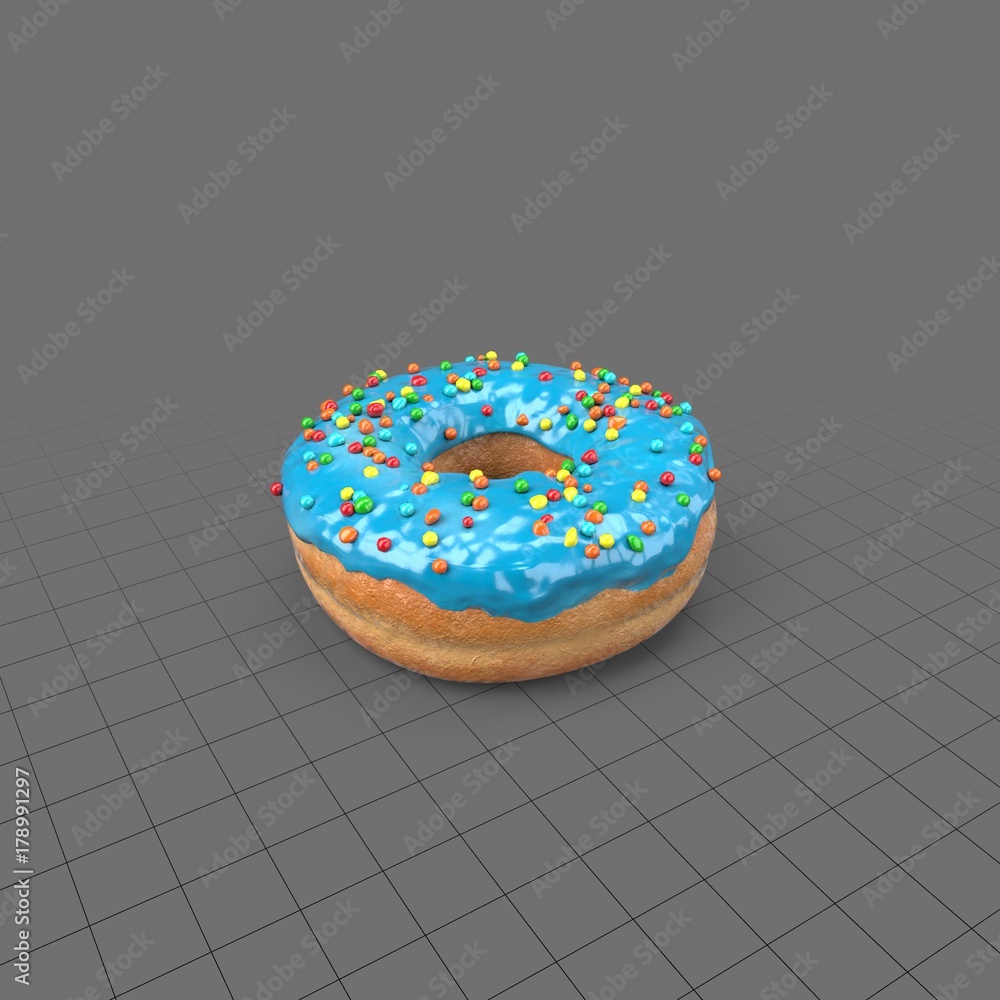 Blue donut with sprinkles Stock 3D asset | Adobe Stock