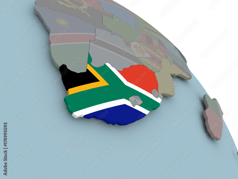Map of South Africa with flag Stock Illustration | Adobe Stock