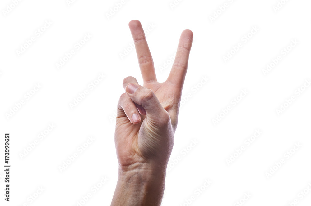 The man raised two fingers up. 2 thumbs up is a symbol of victory ...