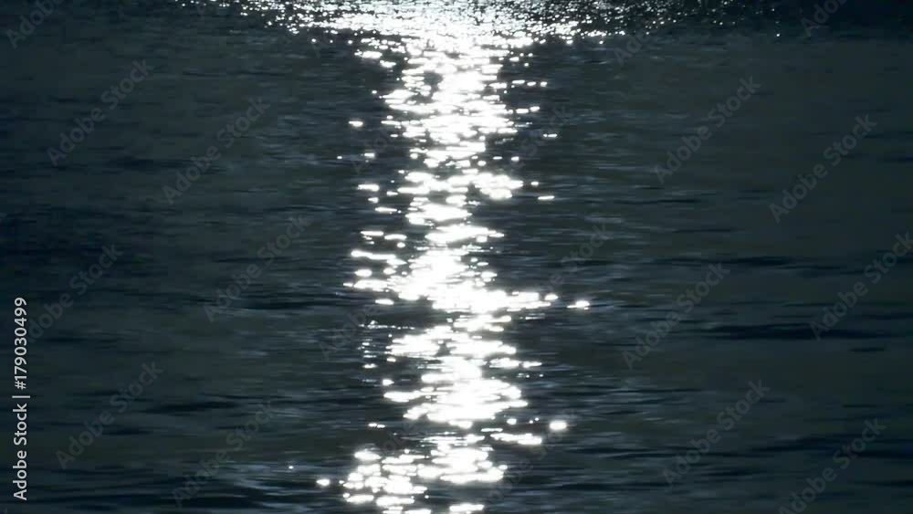 Awe beautiful, vibrant, petrol green, shallow moonlight night path of ...