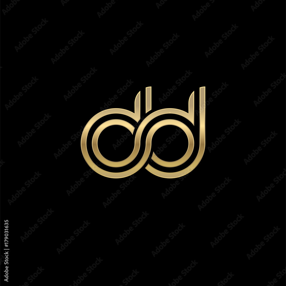 Initial lowercase letter dd, linked outline rounded logo, elegant ...