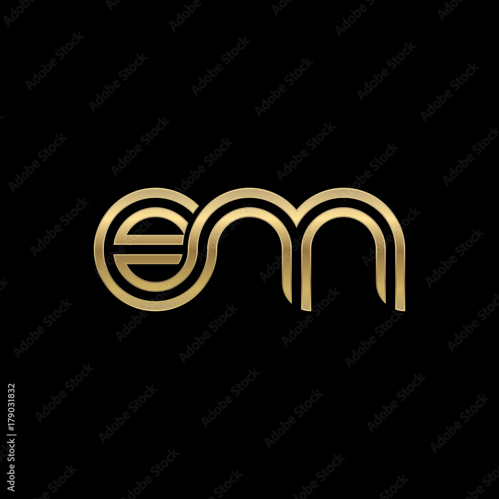 Initial lowercase letter em, linked outline rounded logo, elegant ...