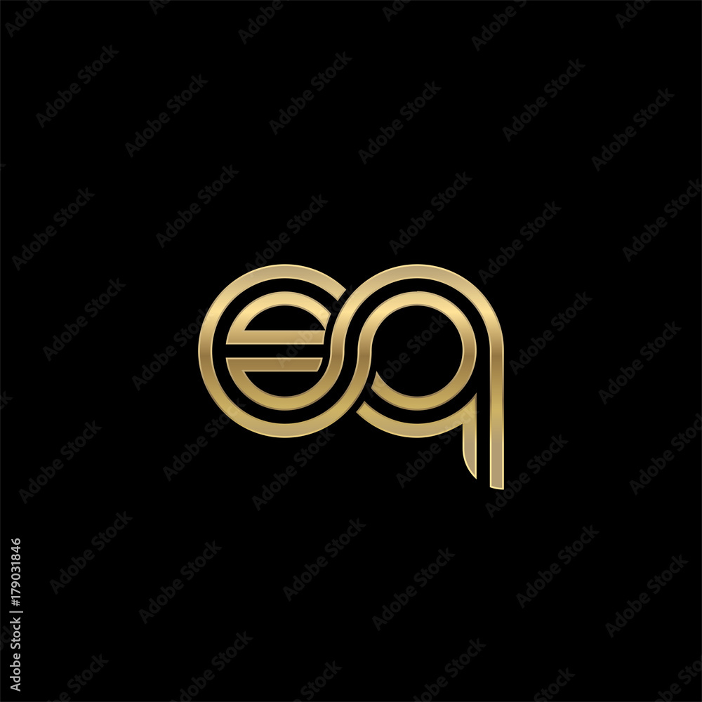 Initial lowercase letter eq, linked outline rounded logo, elegant ...