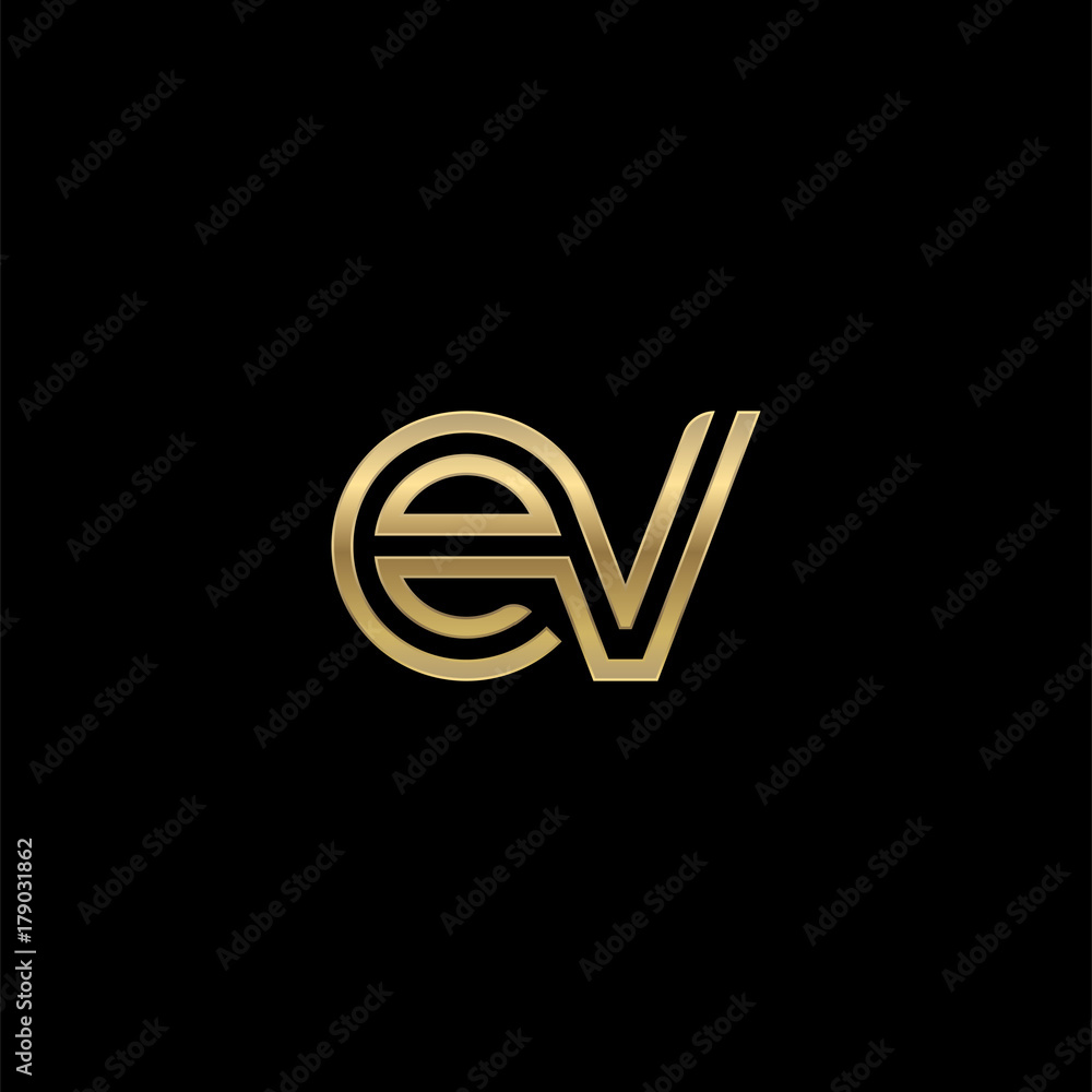 Initial lowercase letter ev, linked outline rounded logo, elegant ...