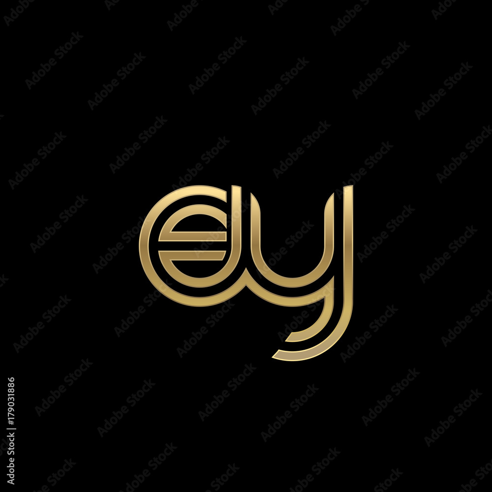 Initial lowercase letter ey, linked outline rounded logo, elegant ...
