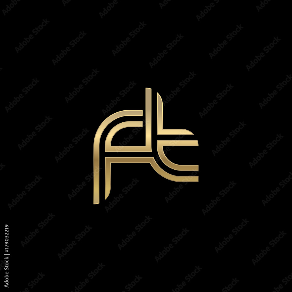Initial lowercase letter ft, linked outline rounded logo, elegant ...