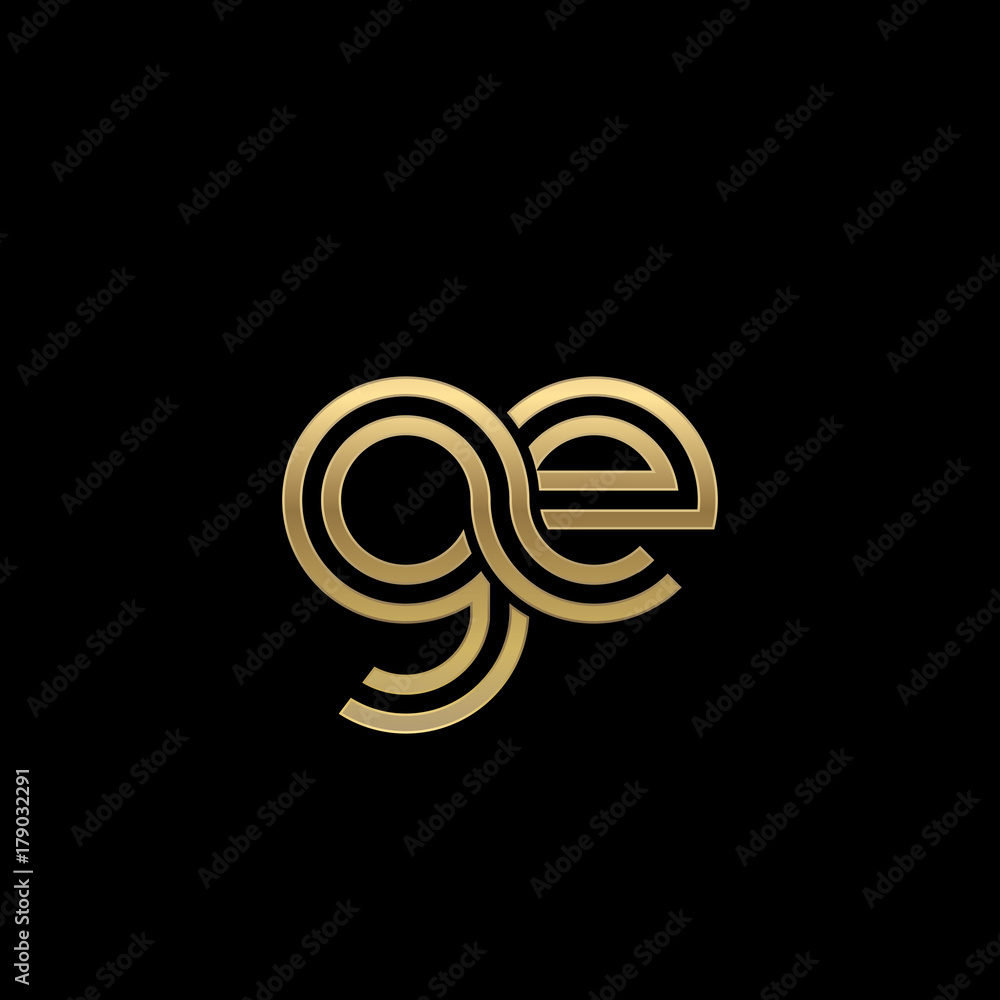 Initial lowercase letter ge, linked outline rounded logo, elegant ...