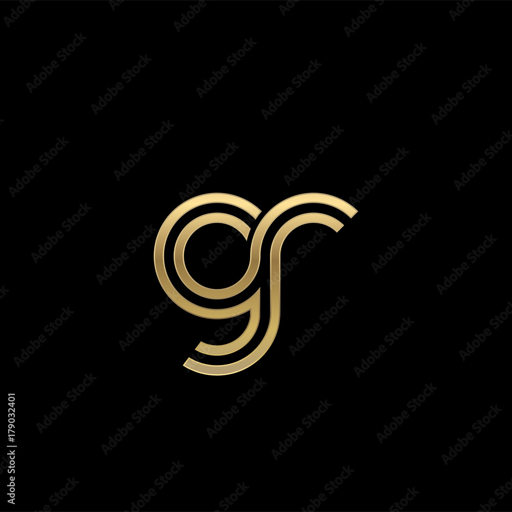 Initial lowercase letter gr, linked outline rounded logo, elegant ...