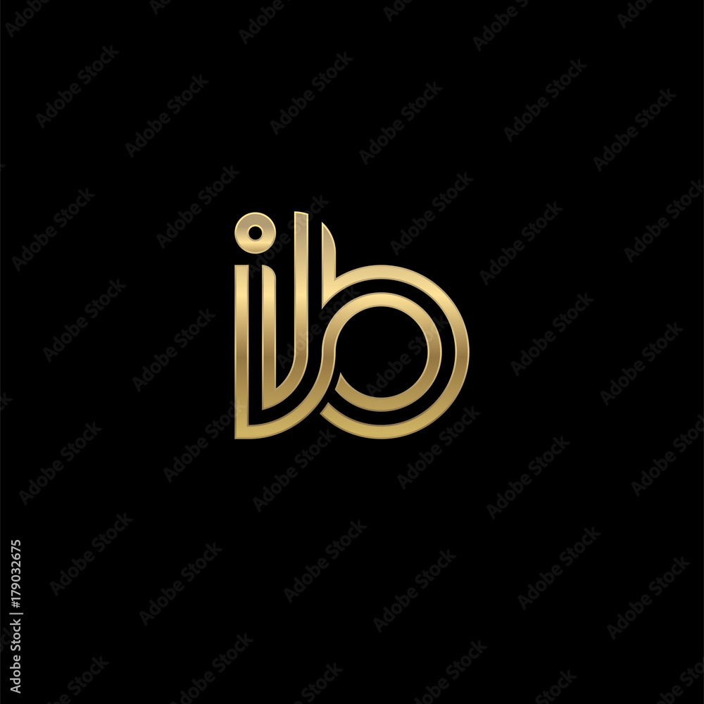 Initial lowercase letter ib, linked outline rounded logo, elegant ...