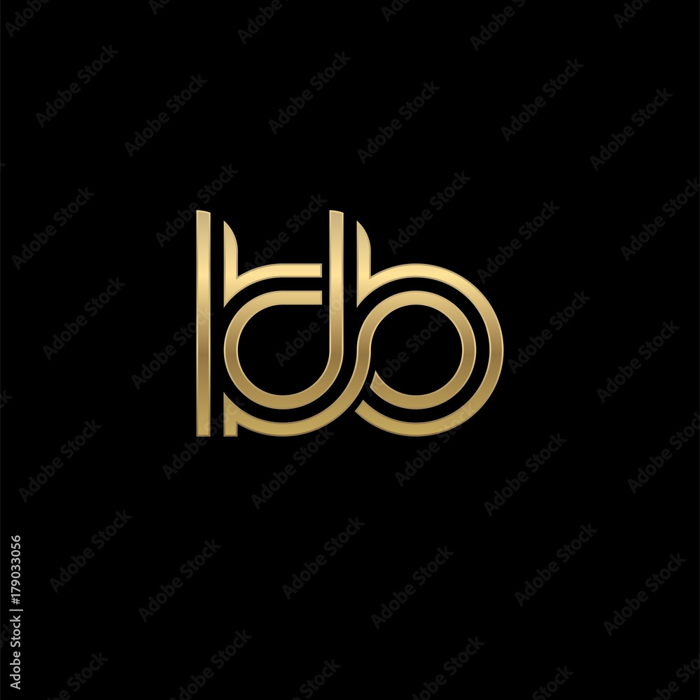 Initial lowercase letter kb, linked outline rounded logo, elegant ...
