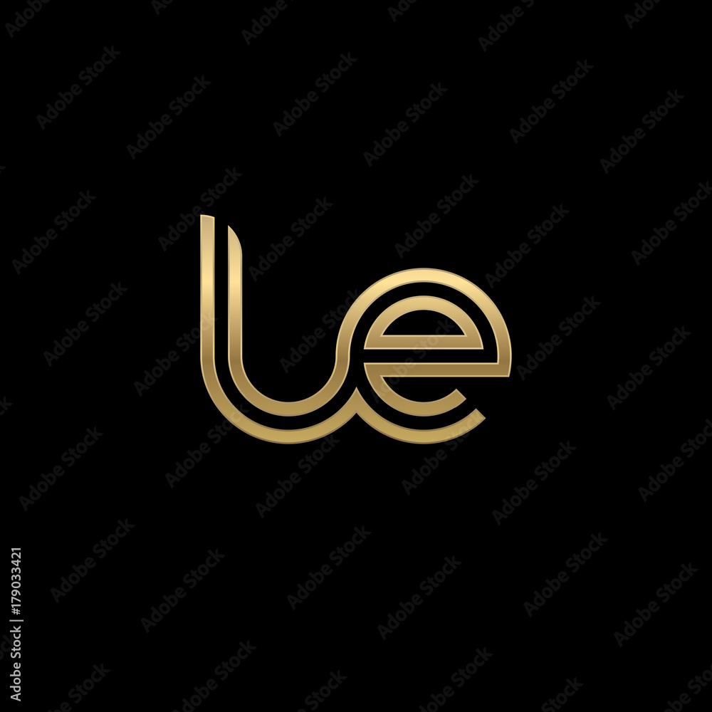 Initial lowercase letter le, linked outline rounded logo, elegant ...