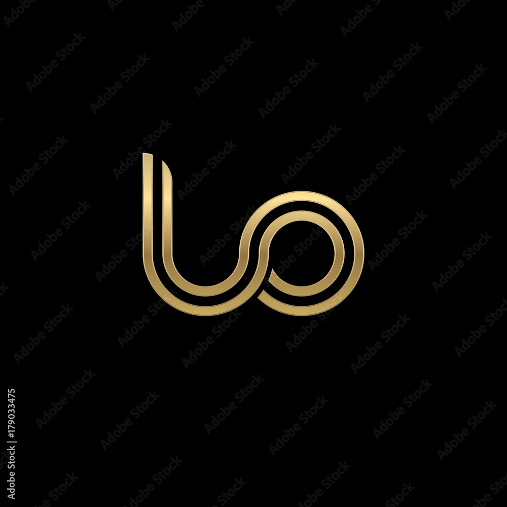 Initial lowercase letter lo, linked outline rounded logo, elegant ...