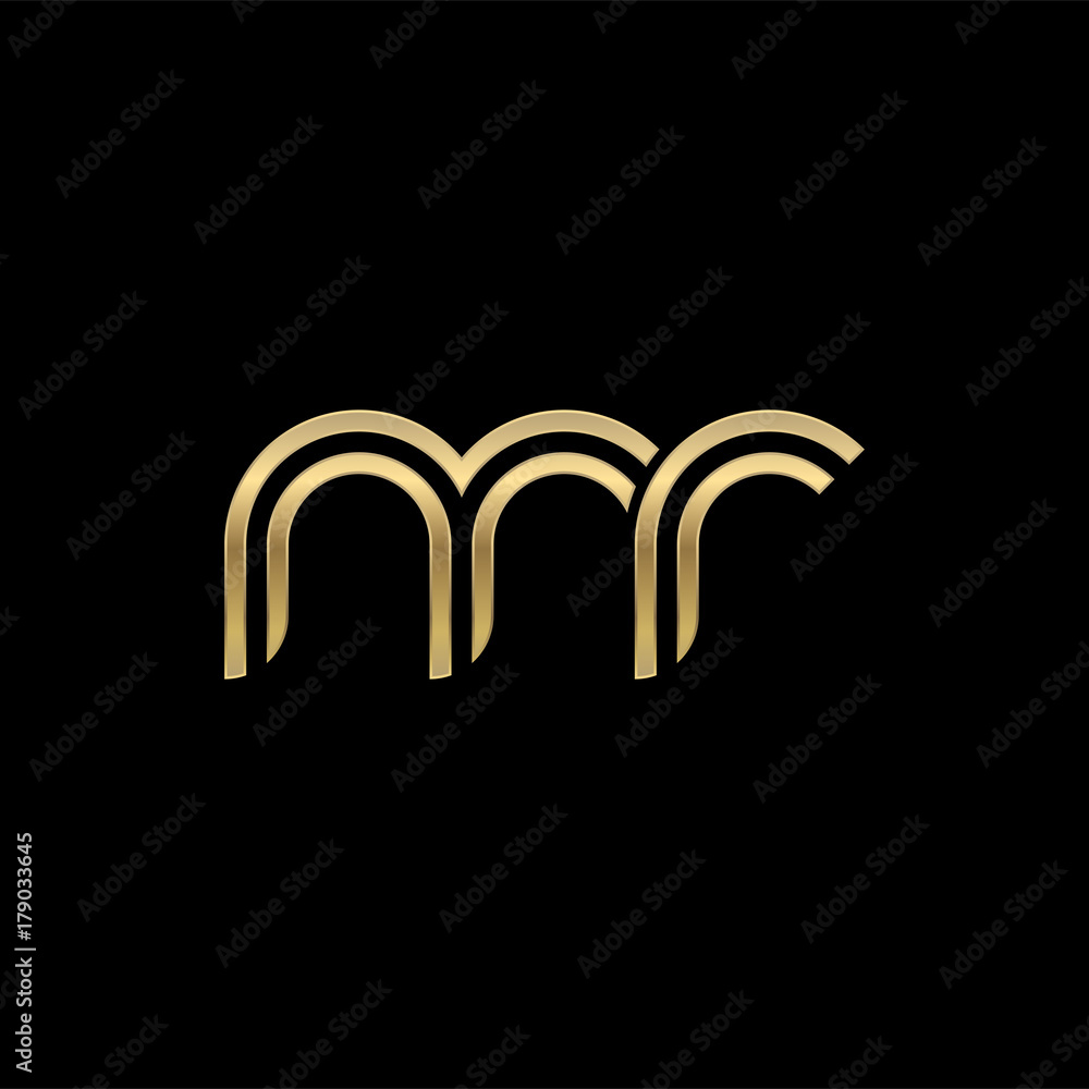 Initial lowercase letter mr, linked outline rounded logo, elegant ...