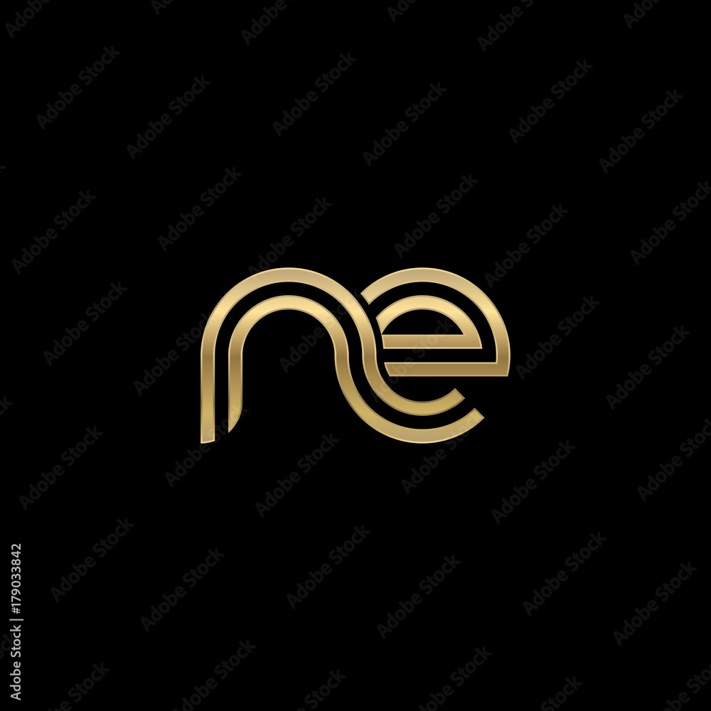 Initial lowercase letter ne, linked outline rounded logo, elegant ...