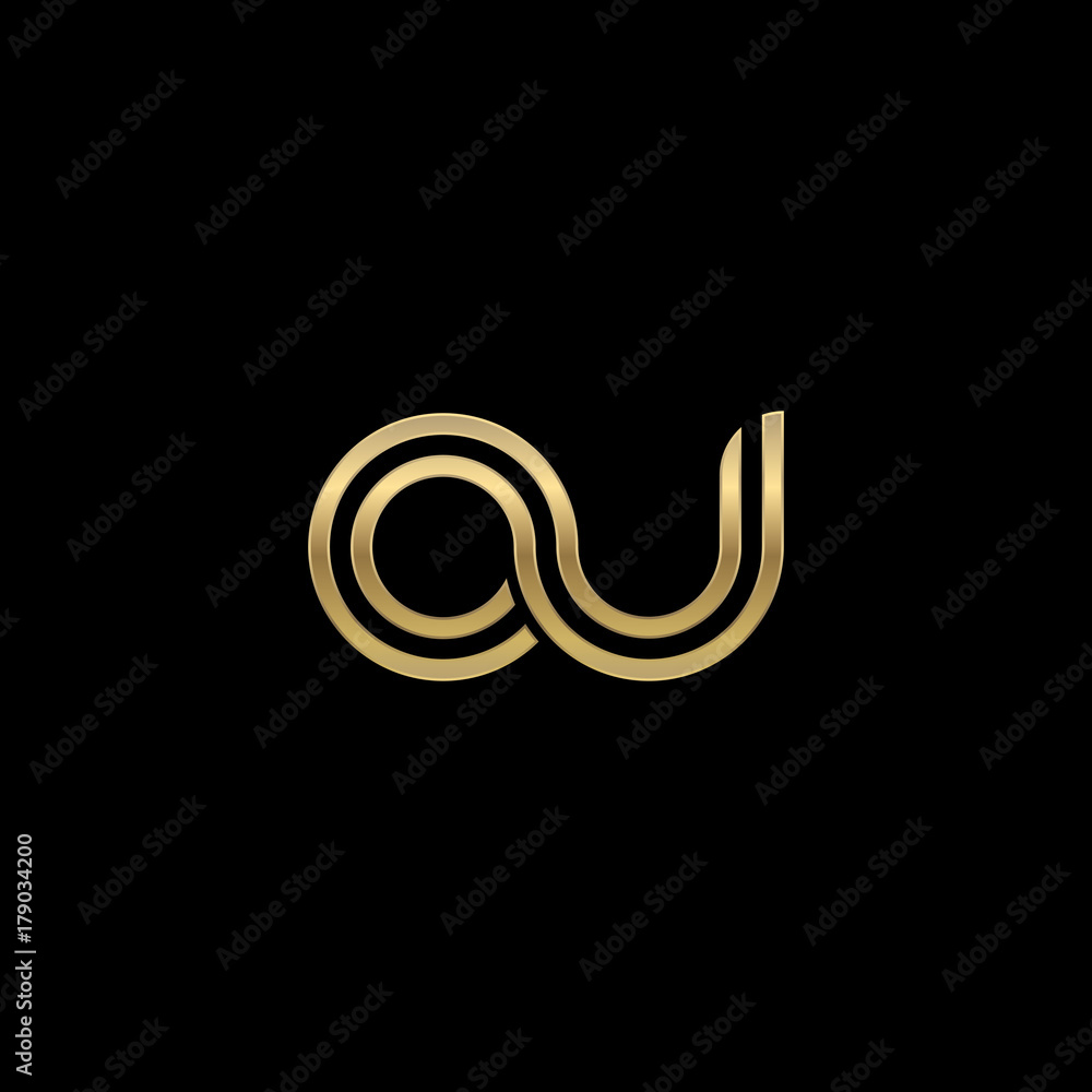 Initial lowercase letter ou, linked outline rounded logo, elegant ...