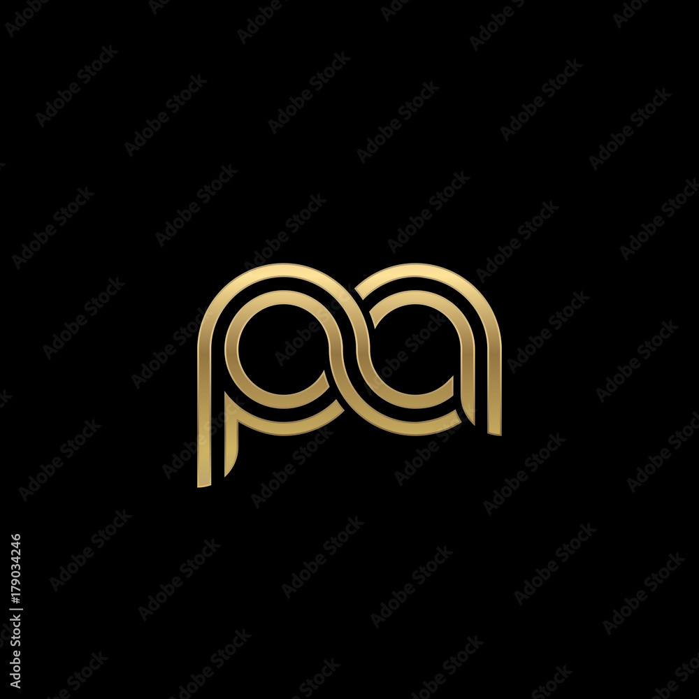 Initial lowercase letter pa, linked outline rounded logo, elegant ...