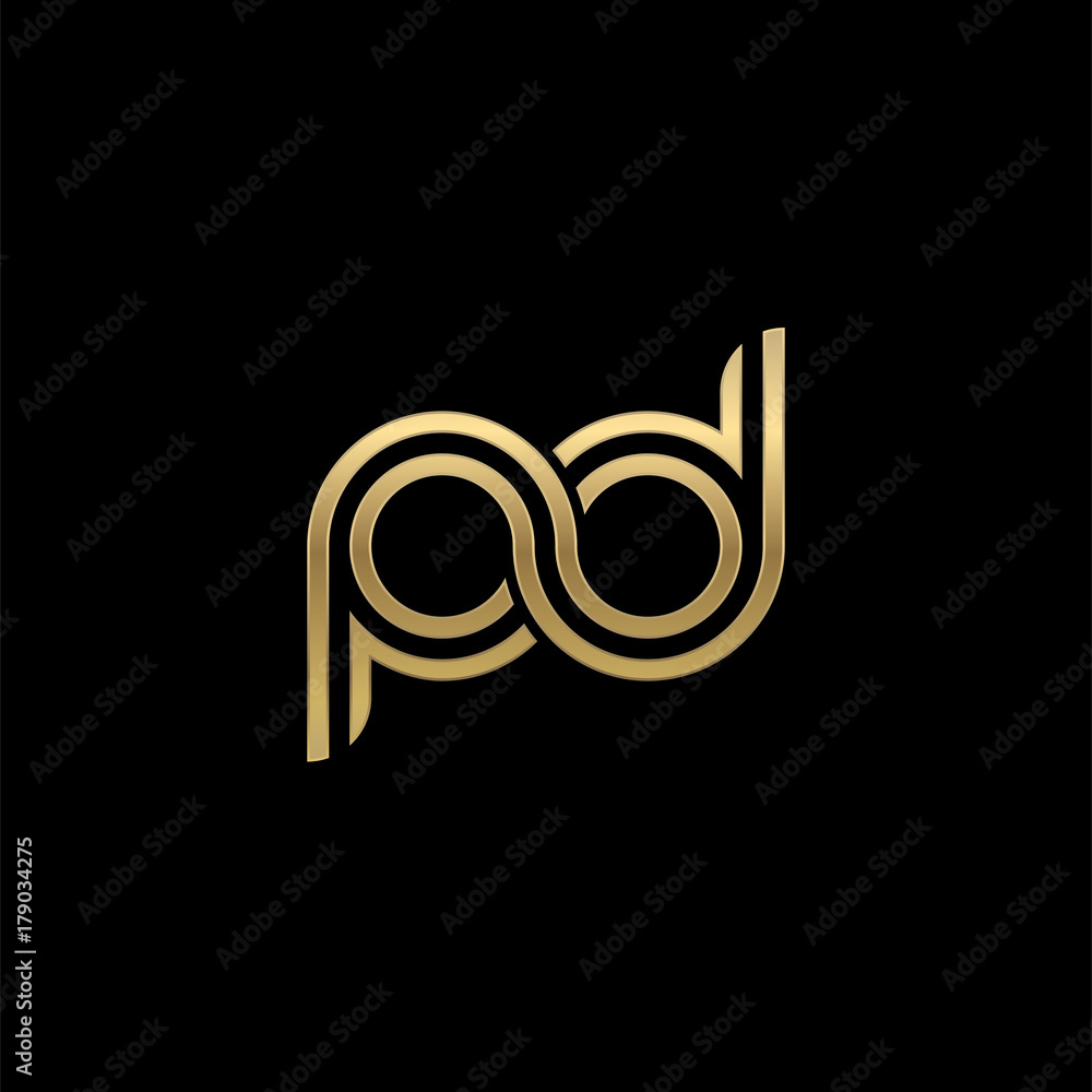 Initial lowercase letter pd, linked outline rounded logo, elegant ...