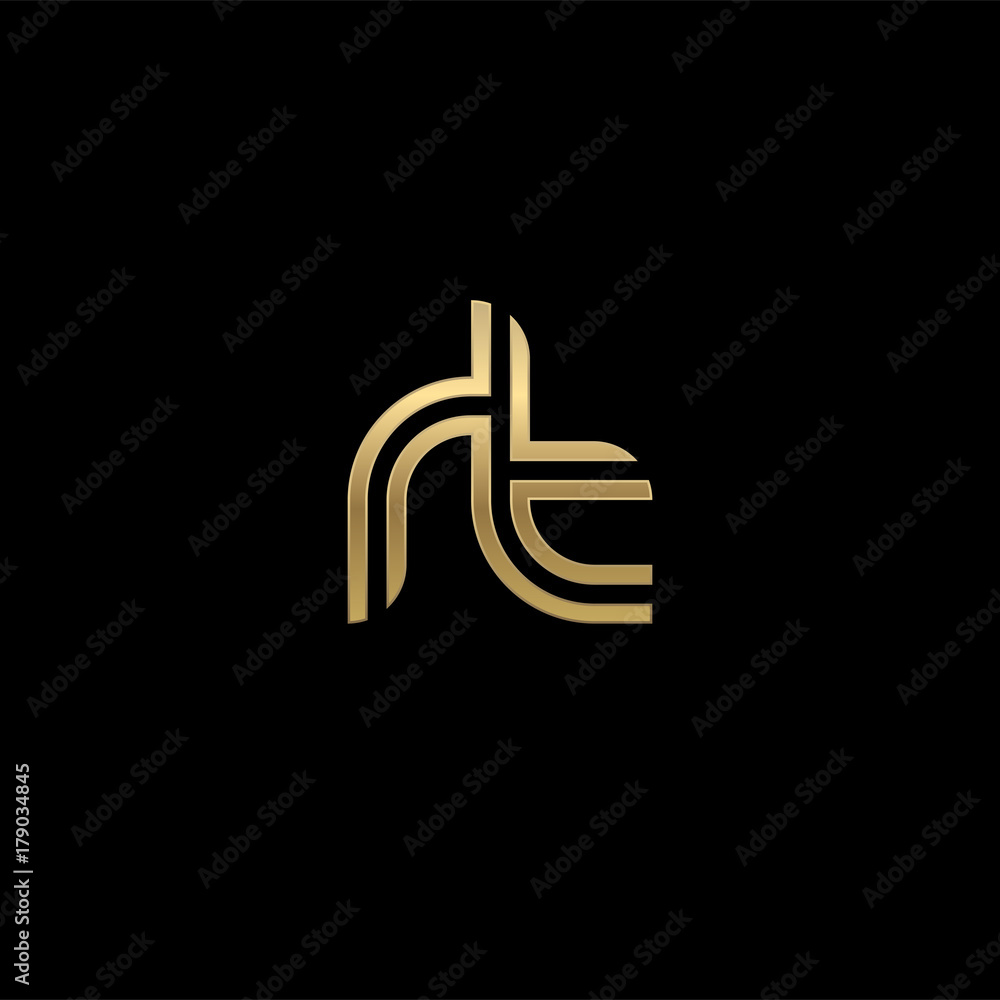 Initial lowercase letter rt, linked outline rounded logo, elegant ...