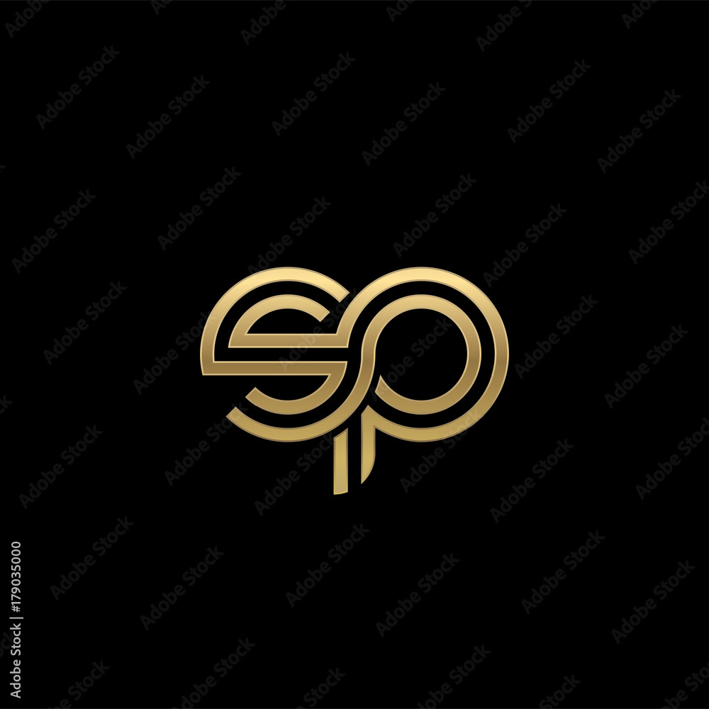 Initial lowercase letter sp, linked outline rounded logo, elegant ...