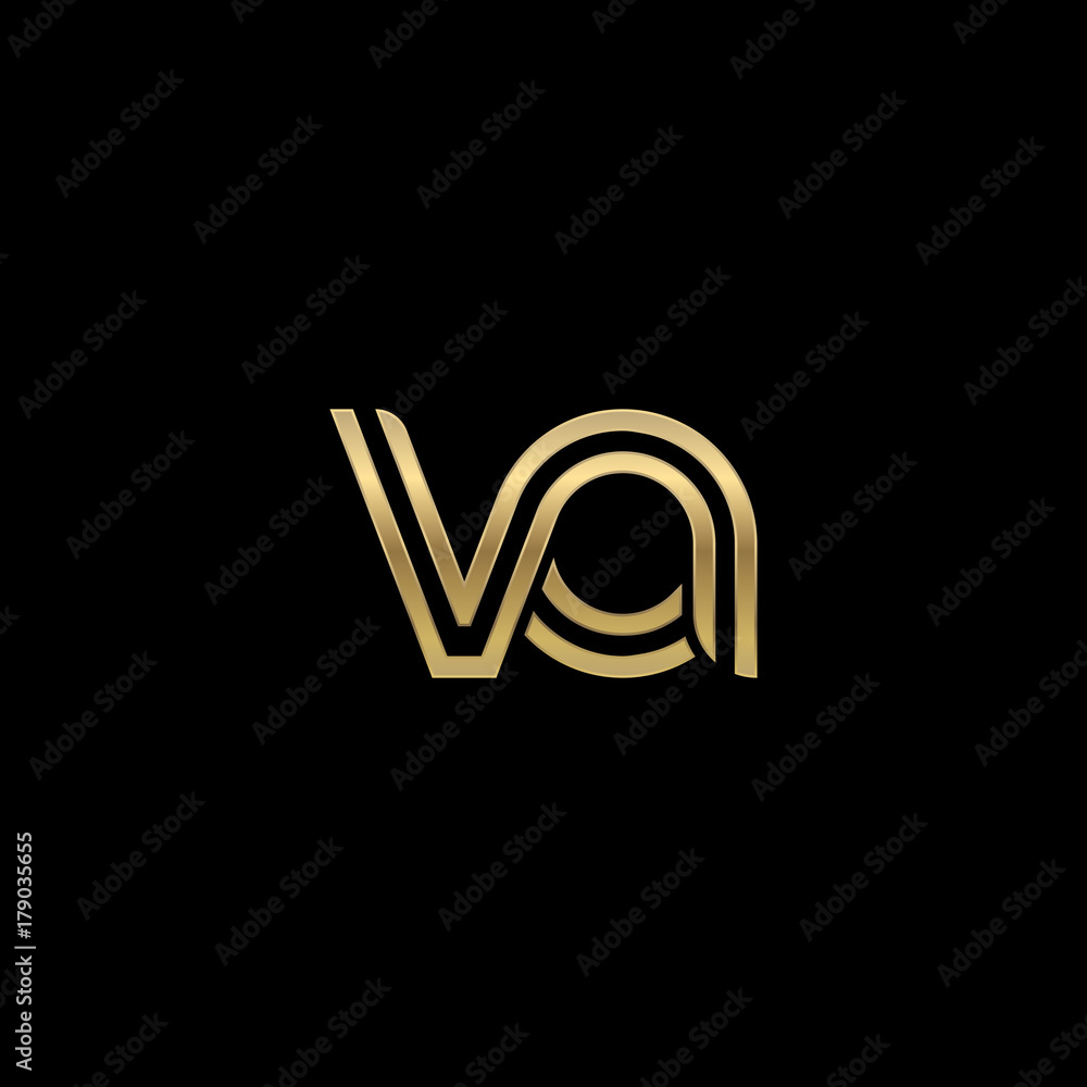 Initial lowercase letter va, linked outline rounded logo, elegant ...