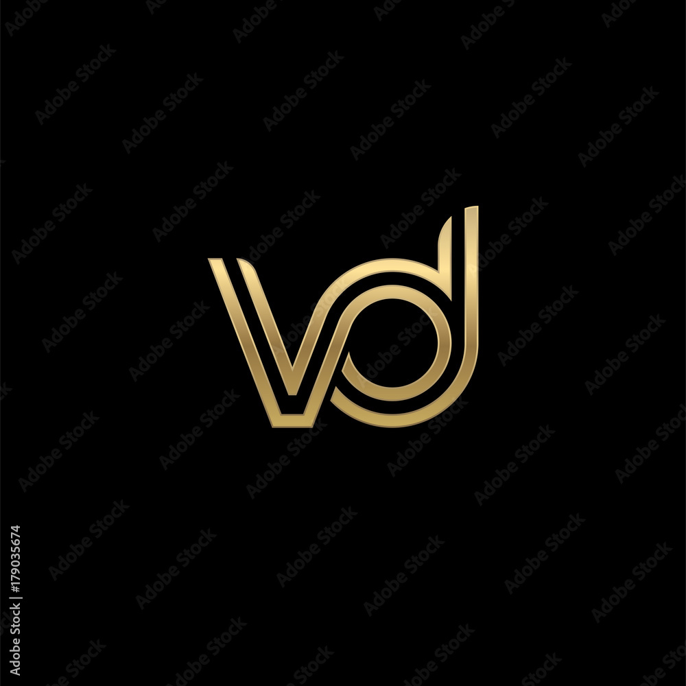 Initial lowercase letter vd, linked outline rounded logo, elegant ...