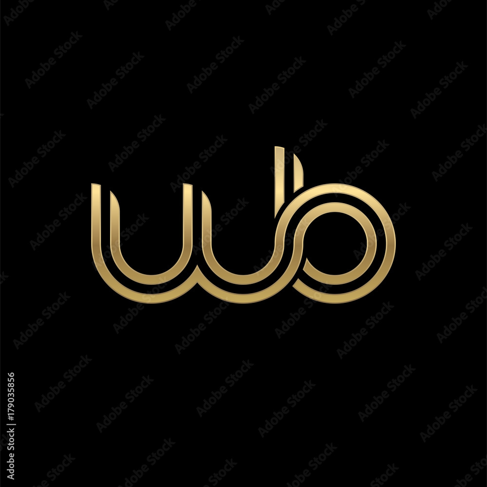 Initial lowercase letter wb, linked outline rounded logo, elegant ...