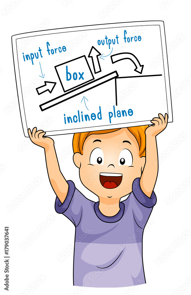 Kid Boy Drawing Inclined Plane Blueprint Stock Vector | Adobe Stock