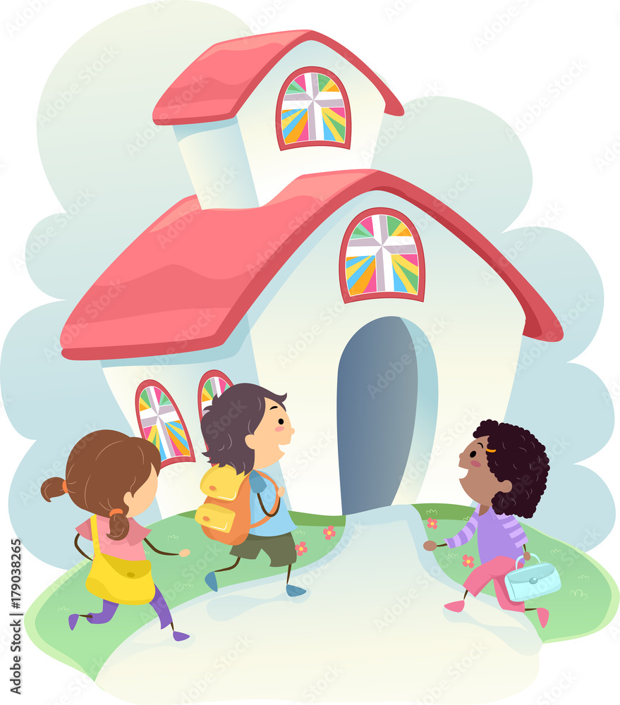 Stickman Kids Christian School Illustration Stock Vector | Adobe Stock